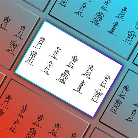 Lighthouse Icons Set Outline Style Masterbundles