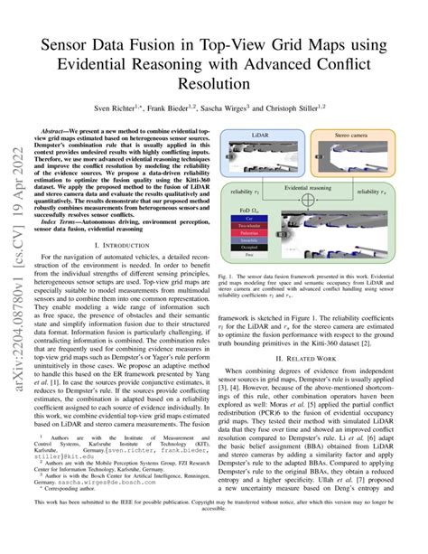 Sensor Data Fusion In Top View Grid Maps Using Evidential Reasoning
