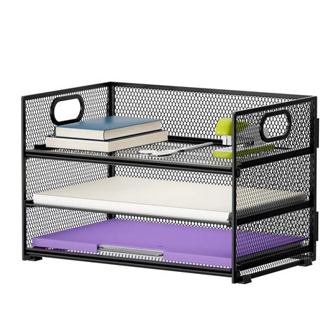 Marbrasse 3 Tier Paper Organizer Letter Tray Mesh File Organizer With