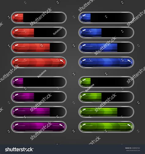 Set Progress Bars On Darck Background Stock Vector Royalty Free