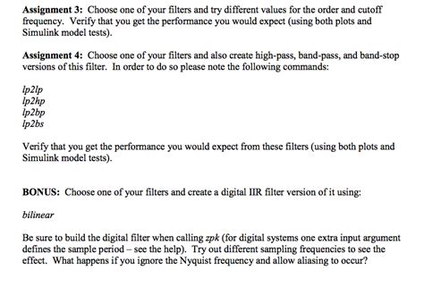 Assignment You Will Design Th Order Low Pass Chegg