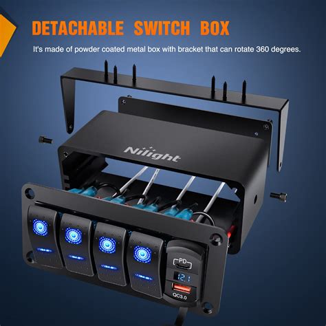 Nilight Caja De Interruptores Basculantes De 4 Bandas De 12 V Spst Interruptor De Encendido Y