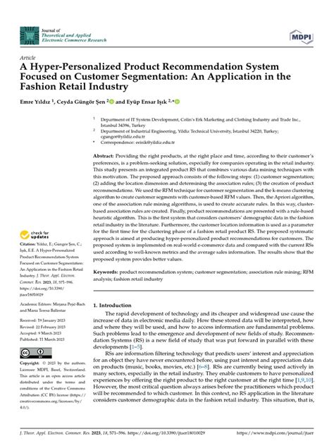 a hyper personalized product recommendation system pdf applied
