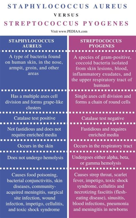 What Is The Difference Between Staphylococcus Aureus And Streptococcus Pyogenes Pediaa Com