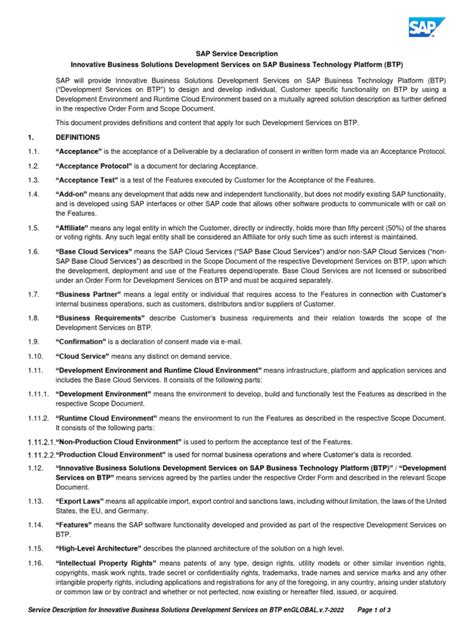 Sap Service Description For Innovative Business Solutions Development Services On Sap Business