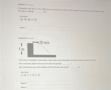 Solved Question 7 7 Points A Baseball Rolls Off A 120 M