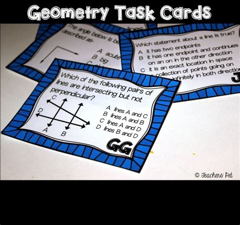 Geometry Task Cards Lines Line Segments Rays And Angles Geometry Task Cards Simple Math