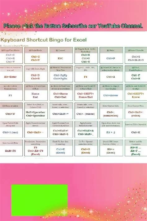 Keyboard Bingo For Excel Computereducational Shortcutkeys Computer Exceltips Youtube