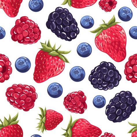 Premium Photo Seamless Pattern Raspberry Blueberry Strawberry