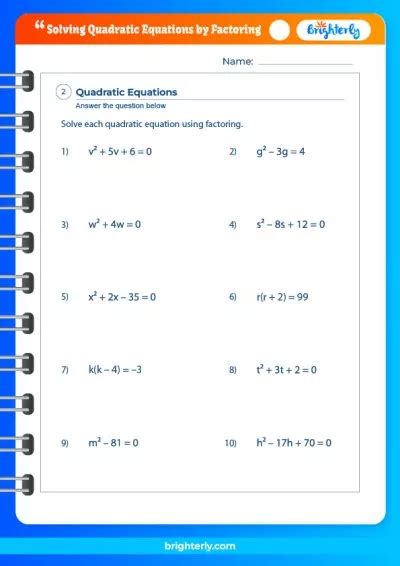 Free Solving Quadratic Equations By Factoring Worksheets Pdfs Worksheets Library