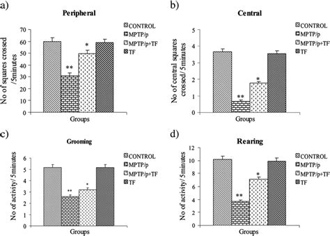 open field behavior of control and experimental mice movements