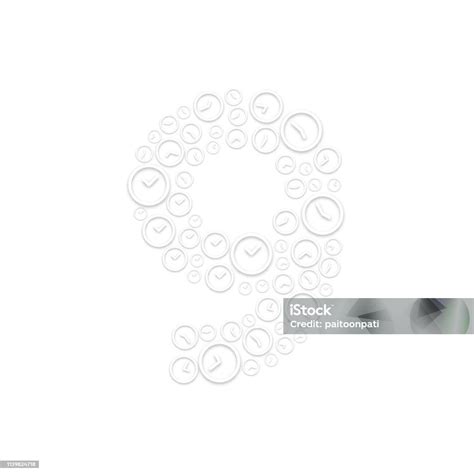 알파벳 세트 문자 번호 아홉 또는 9 시계 셔플 패턴 시간 시스템 개념 디자인 그림 흰색 배경에 고립 벡터 Eps 10 0명에 대한 스톡 벡터 아트 및 기타 이미지 Istock