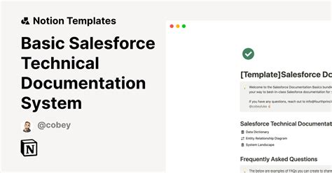 Basic Salesforce Technical Documentation System Template By Cobey