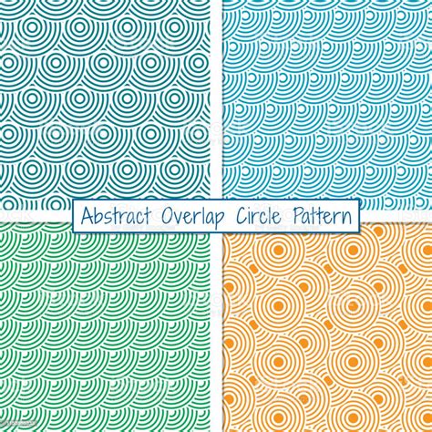4 Seamless Vector Vintage Patterns Of Overlapping Arcs Set Of Curving