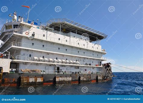 Barge And Tug Boat In Open Sea Oil And Gas Platform In The Gulf Or The Sea The World Energy