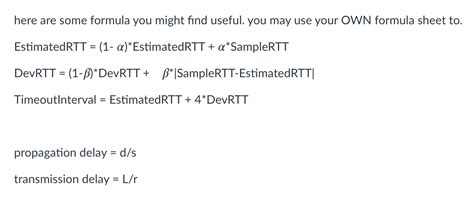 Solved Suppose That TCP S Current Estimated Values For The Chegg