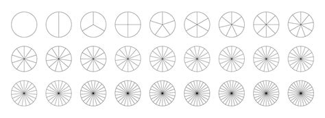 Pie Chart Template Segmented Charts Collection Many Number Of Sectors Divide The Circle On