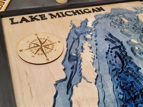 Lake Michigan Depth Map W Saugatuck Detail Made On A Glowforge
