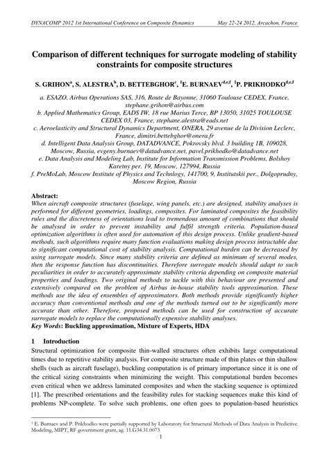 Pdf Comparison Of Different Techniques For Surrogate Modeling Of