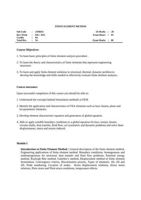 PDF FINITE ELEMENT METHOD Credits To Learn Basic Principles Of Finite Element Analysis