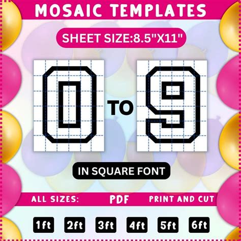 Square Number Poster Etsy