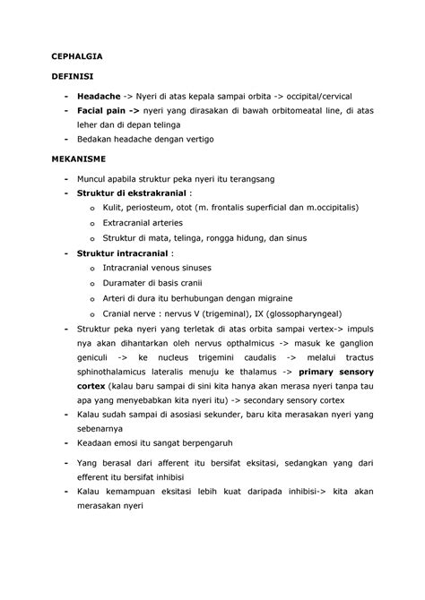15 Cephalgia Catatan Untuk Semester V Blok Neurology Cephalgia