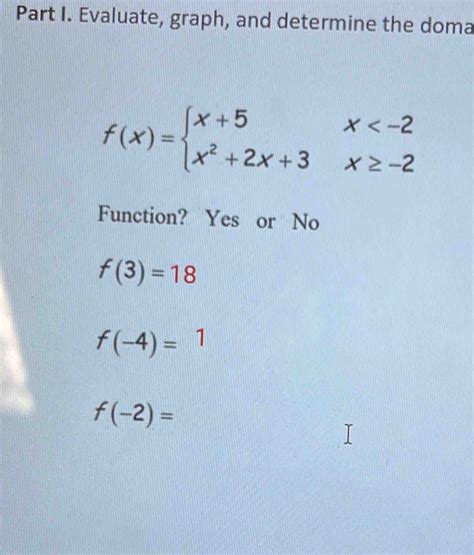 solved part i evaluate graph and determine the doma f x