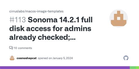 sonoma 14 2 1 full disk access for admins already checked template