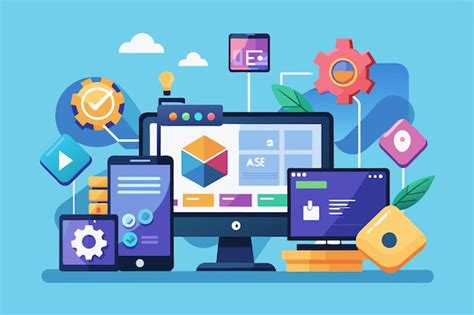Various Devices Showcase Customizable Crossplatform Software Tools And Features In A Vibrant