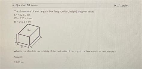 Solved The Dimensions Of A Rectangular Box Length Width Chegg