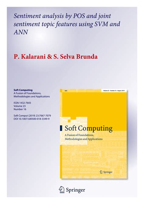 (PDF) Sentiment Analysis Using SVM and ANN