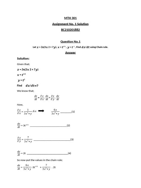 Mth301 Assignment No1 Pdf