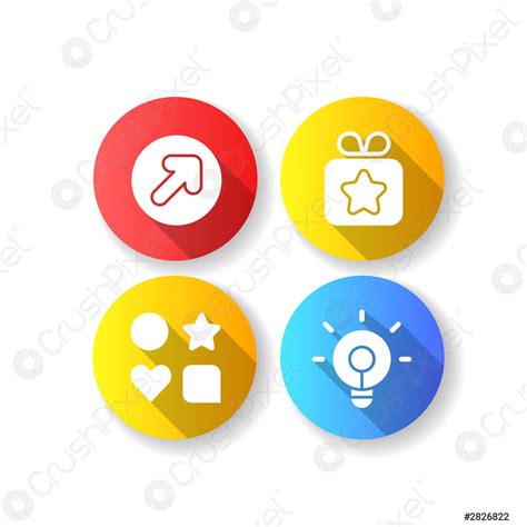 interface creation process flat design long shadow glyph icons set