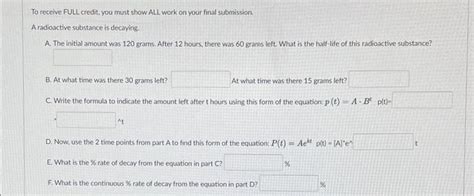Solved To Receive Full Credit You Must Show All Work On