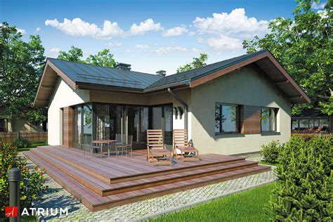 Проекты одноэтажных домов с террасой с фото