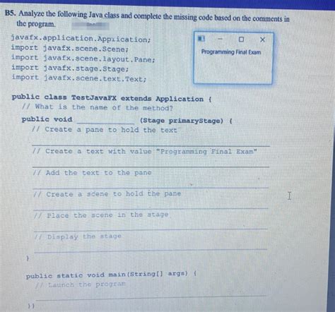 Solved Analyze The Following Java Class And Complete The Chegg