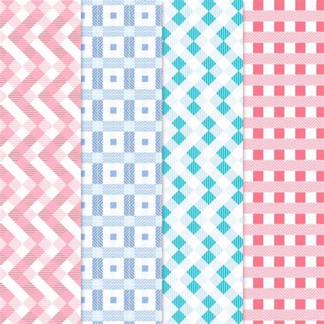 파스텔 깅엄 패턴 컬렉션 무료 벡터
