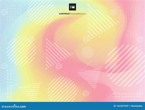 Abstract Geometric Circle And Triangle Shape Pattern On Fluid Pastel Color Background Stock
