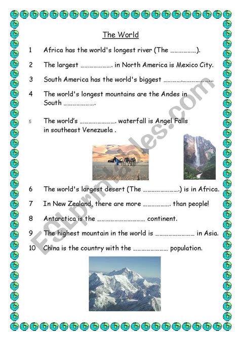 World Facts Quiz With Superlatives Esl Worksheet By Nicolapinnock