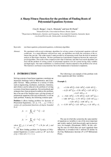 Pdf A Sharp Fitness Function For The Problem Of Finding Roots Of