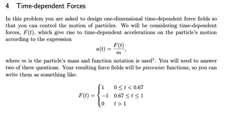 solved 4 time dependent rorces in this problem you are asked