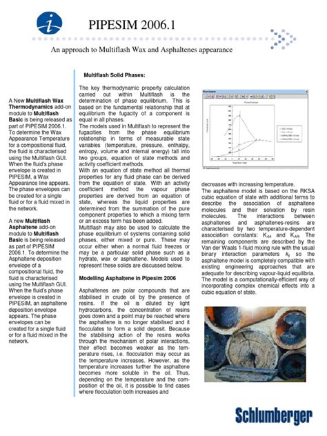 Pipesim 2006 Solid Phases Brochure Pdf