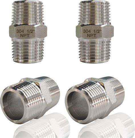 4pcs Hex Nipple 12 Male X 12 Male Pipe Fittings 304 Stainless