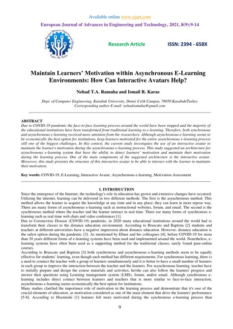 Pdf Maintain Learners Motivation Within Asynchronous E Learning Environments How Can