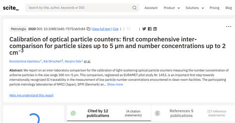 Calibration Of Optical Particle Counters First Comprehensive Inter