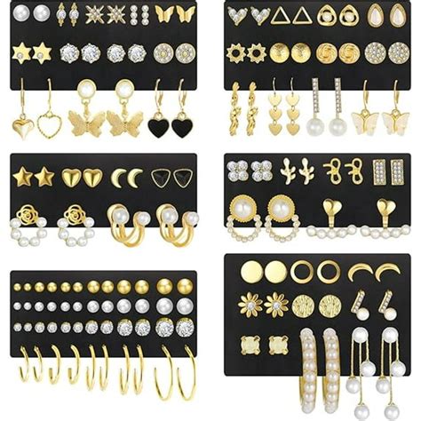 Wonima10 68 Pairs Gold Stud Earrings For Women Multipack