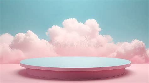 Creating An Eye Catching Pink Product Sky Platform Display Stock