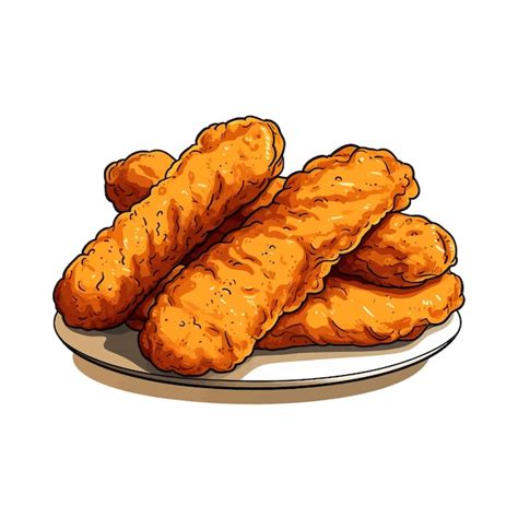 치킨 텐더 벡터 클립 아트 흰색 배경 프리미엄 벡터