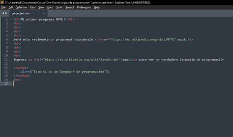 Mi primer HTML Lógica de programación Primeros pasos Solucionado