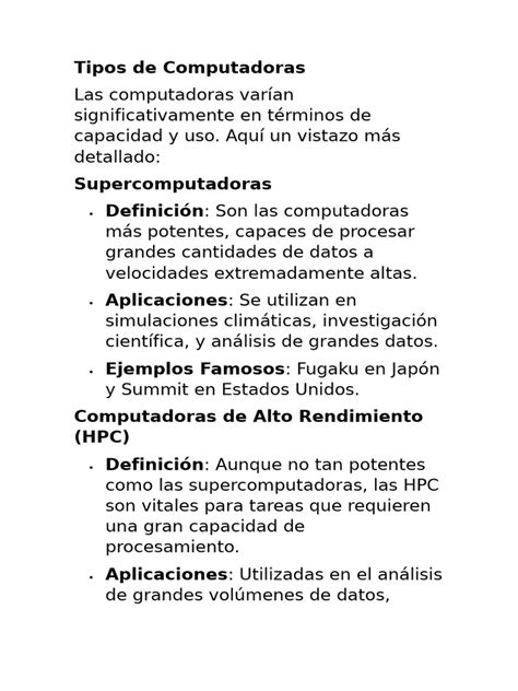Tipos De Computadoras Pdf